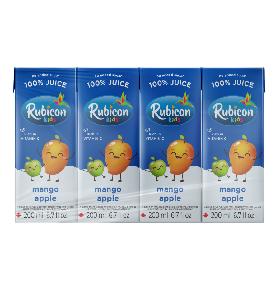 Rubicon NSA Mango & Apple Juice Multipack of 4, No Sugar Added, 200 ml ...
