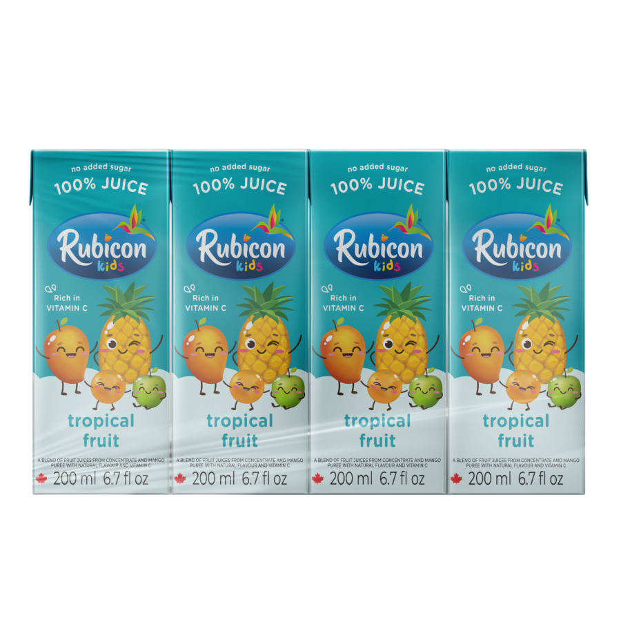 Rubicon NSA Tropical Fruit Juice Multipack of 4, No Sugar Added, 200 ml ...
